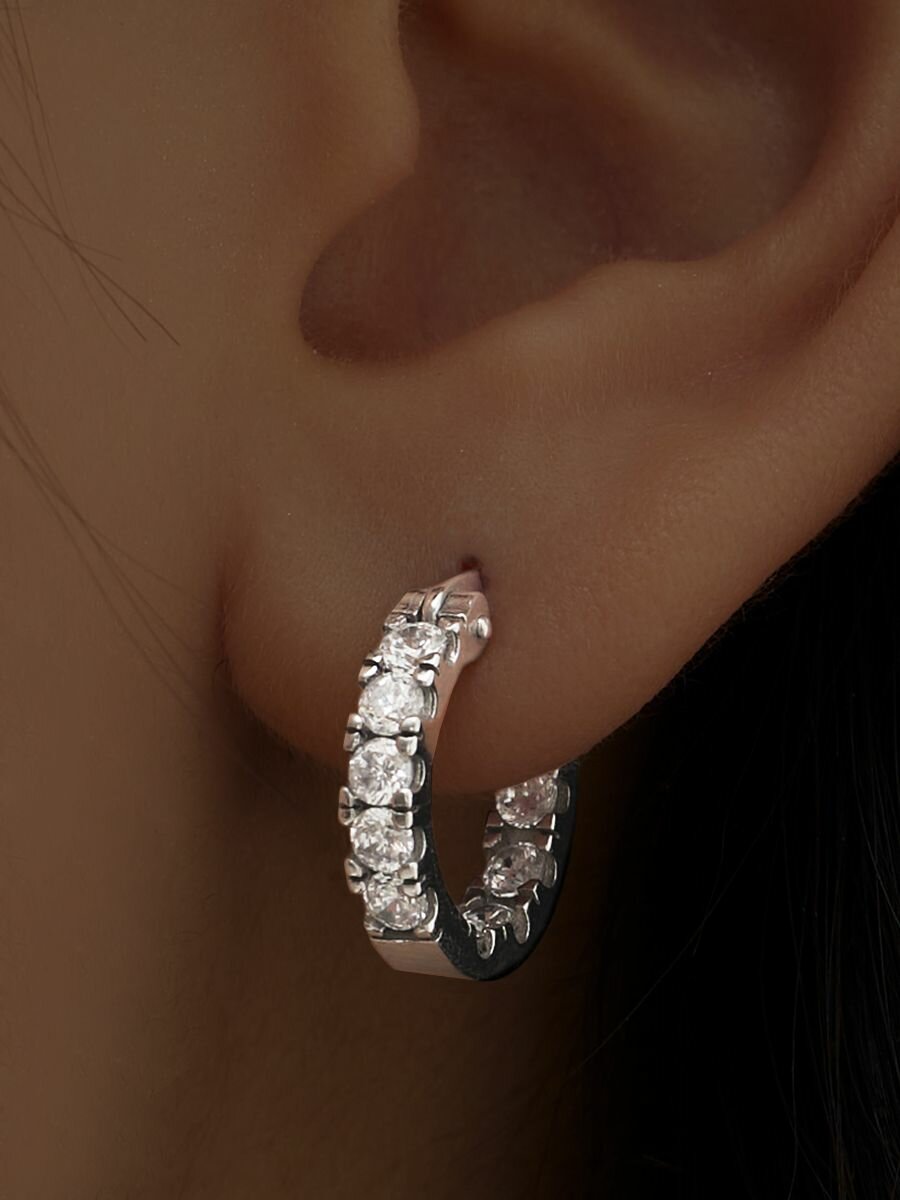 Серьги, 925 проба, фианит