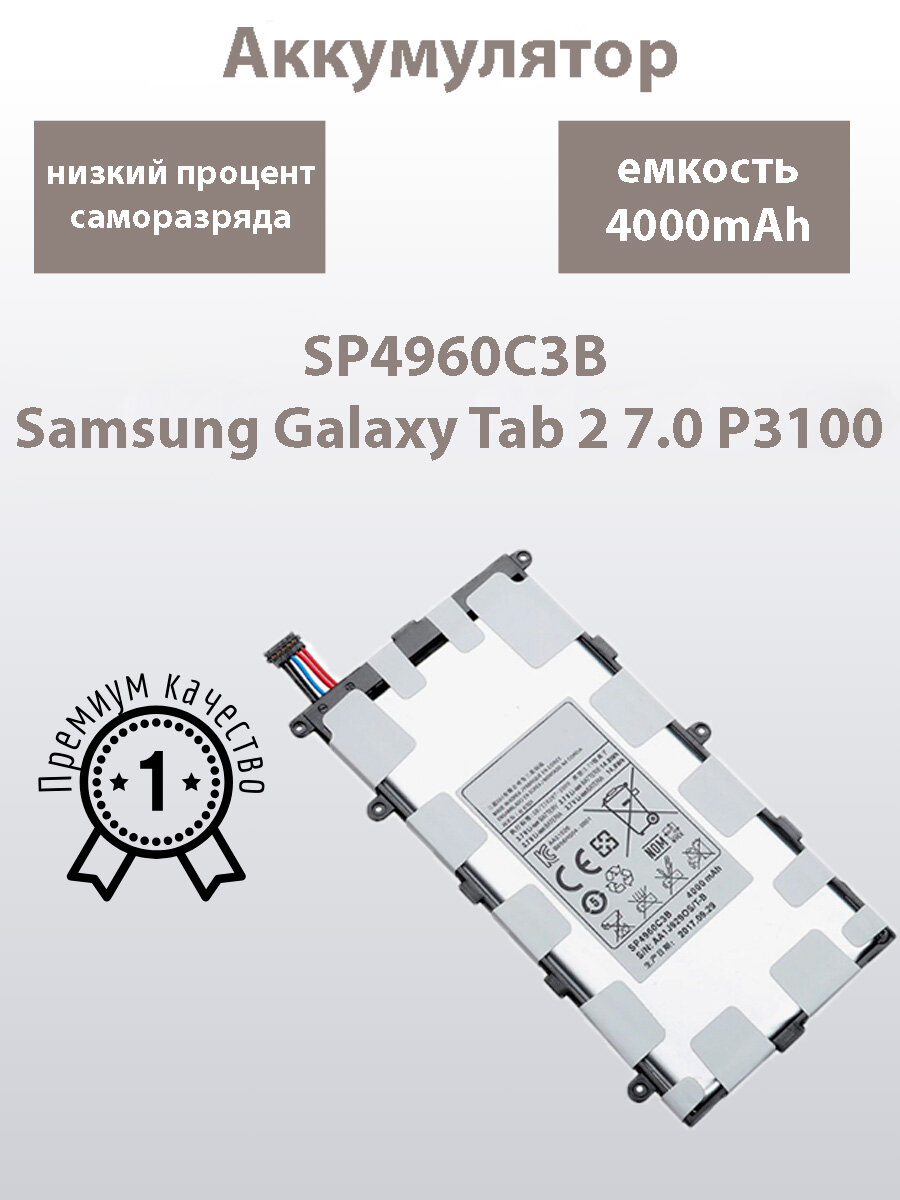Аккумулятор для Samsung Galaxy Tab 2 7.0 P3100 SP4960C3B - N-One (Премиум)