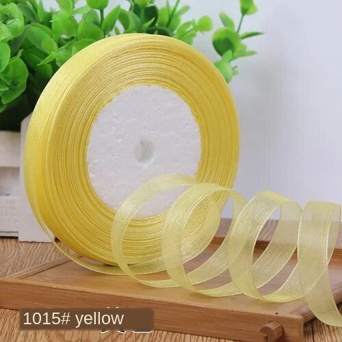 Лента органза 12 мм 45 м merylover Желтый, YELLOW