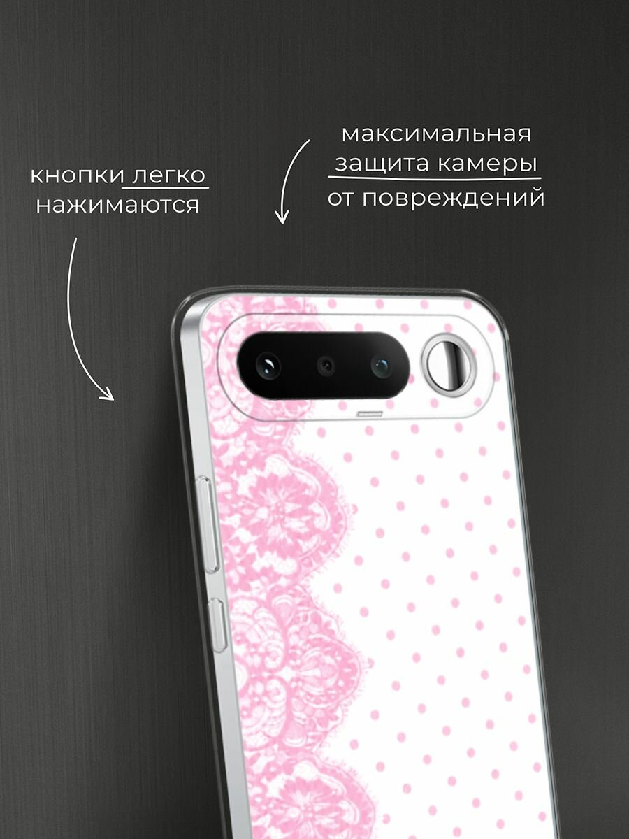 Чехол на Realme 16 / Реалми 16 с принтом Розовое кружево и горошек — фото 1