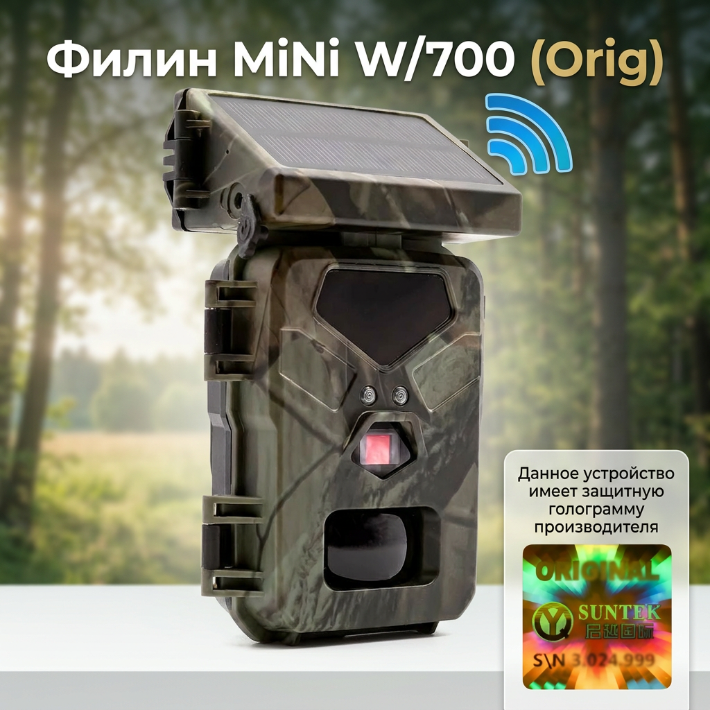 Мини 4K WiFi фотоловушка Филин MiNi W700 с солнечной панелью