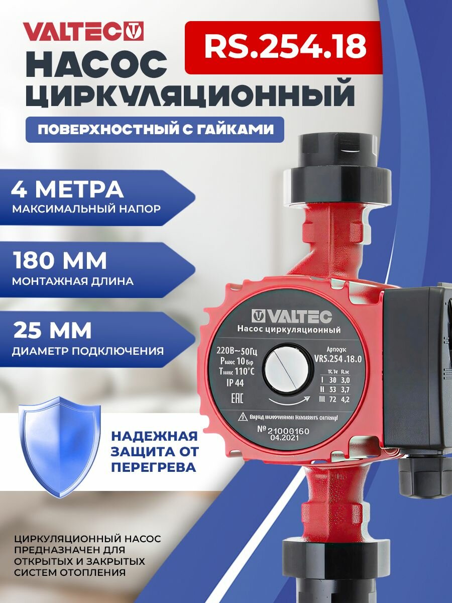 Насос циркуляционный Valtec RS 25/4-180