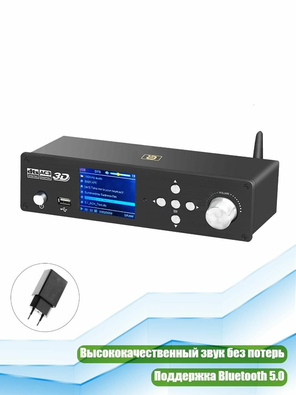 5.1Ch ресивер Bluetooth с DSD DAC и PC-USB OTG адаптером, ЕС вилка