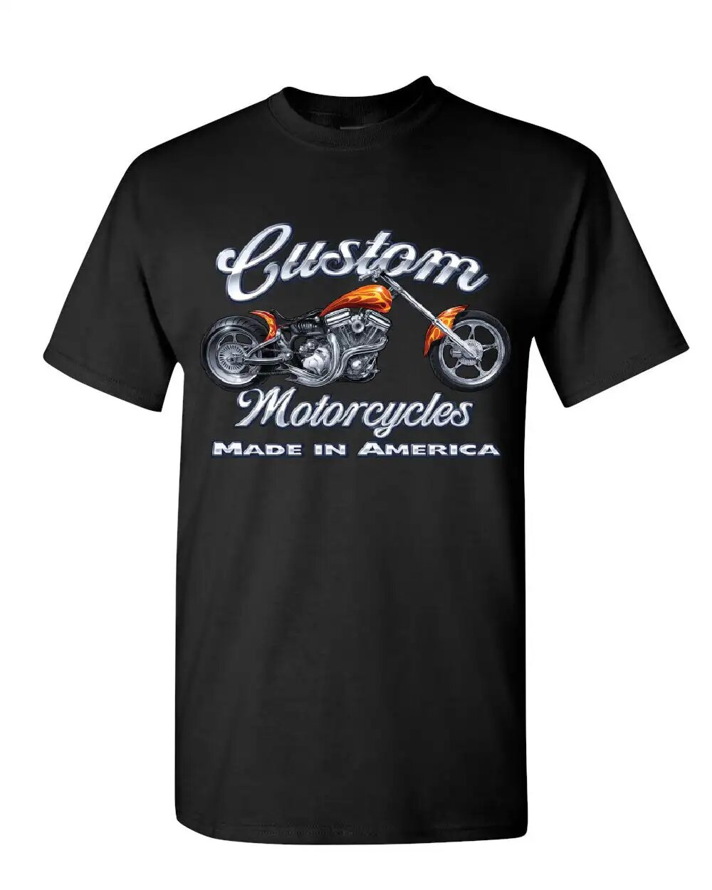 Мужская футболка Custom Motorcycles Biker Chopper черный