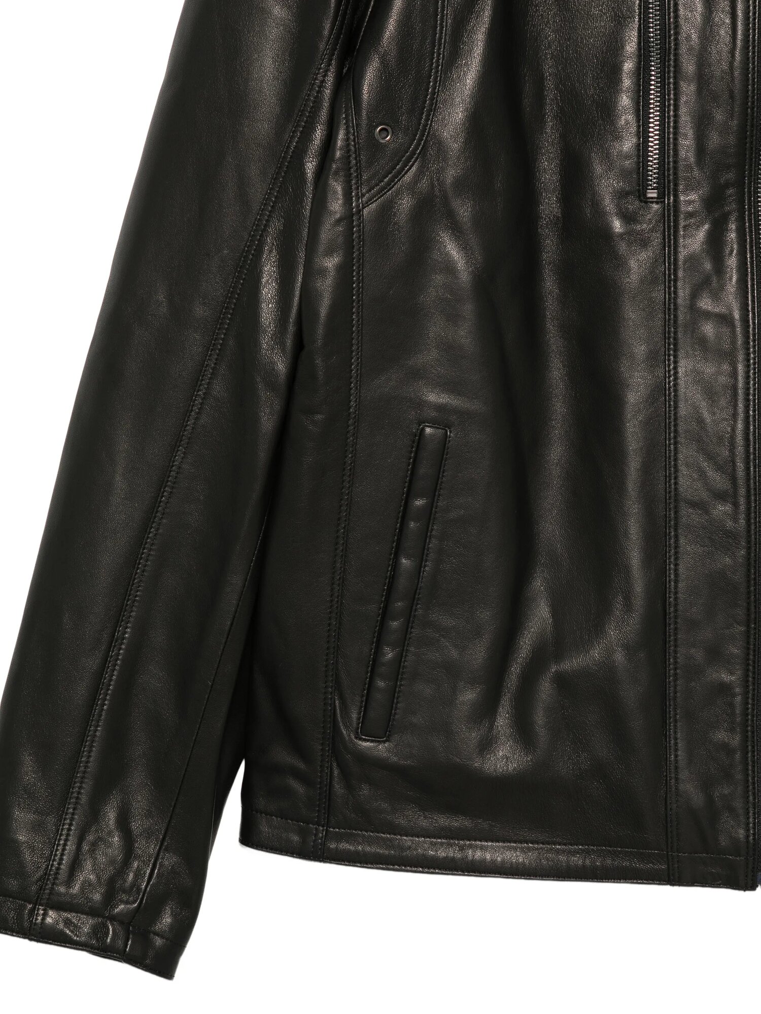 Куртка SERGIO MORETTI Zip-up leather jacket, размер 48, black/black — фото 1