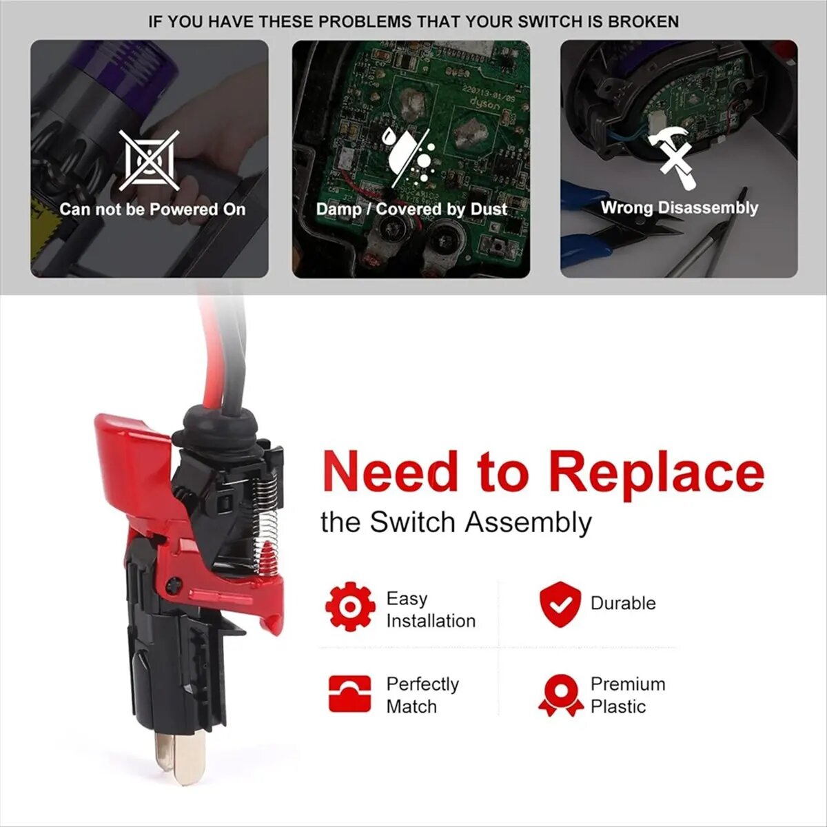 Кнопка-выключатель для Dyson V10 SV12