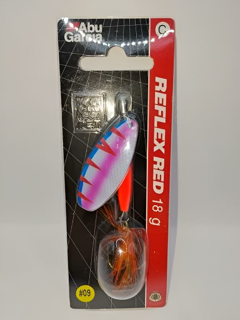 Вращающаяся блесна Abu Garcia Reflex Red с опушкой18г, 80мм, блесна-вертушка на окуня, голавля, жереха