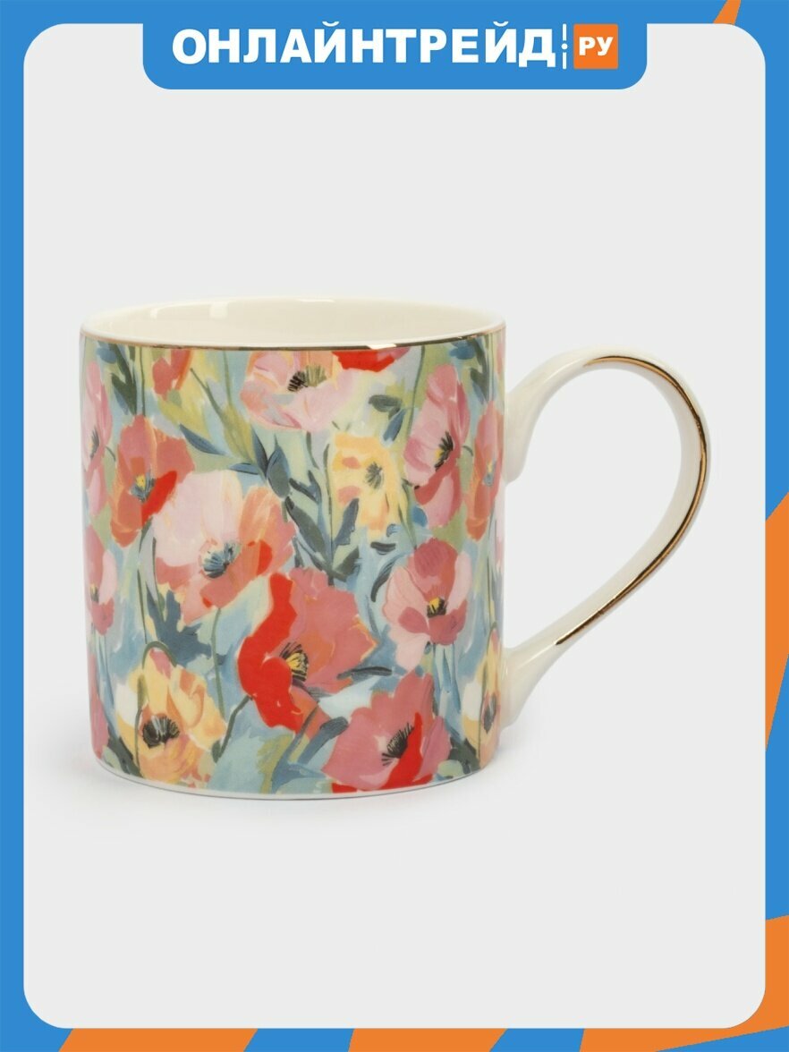 Кружка Anna Lafarg Floristics 380 мл, фарфор, с золотистым кантом, Акварельные цветы (ANLAF-CLCT-130525)