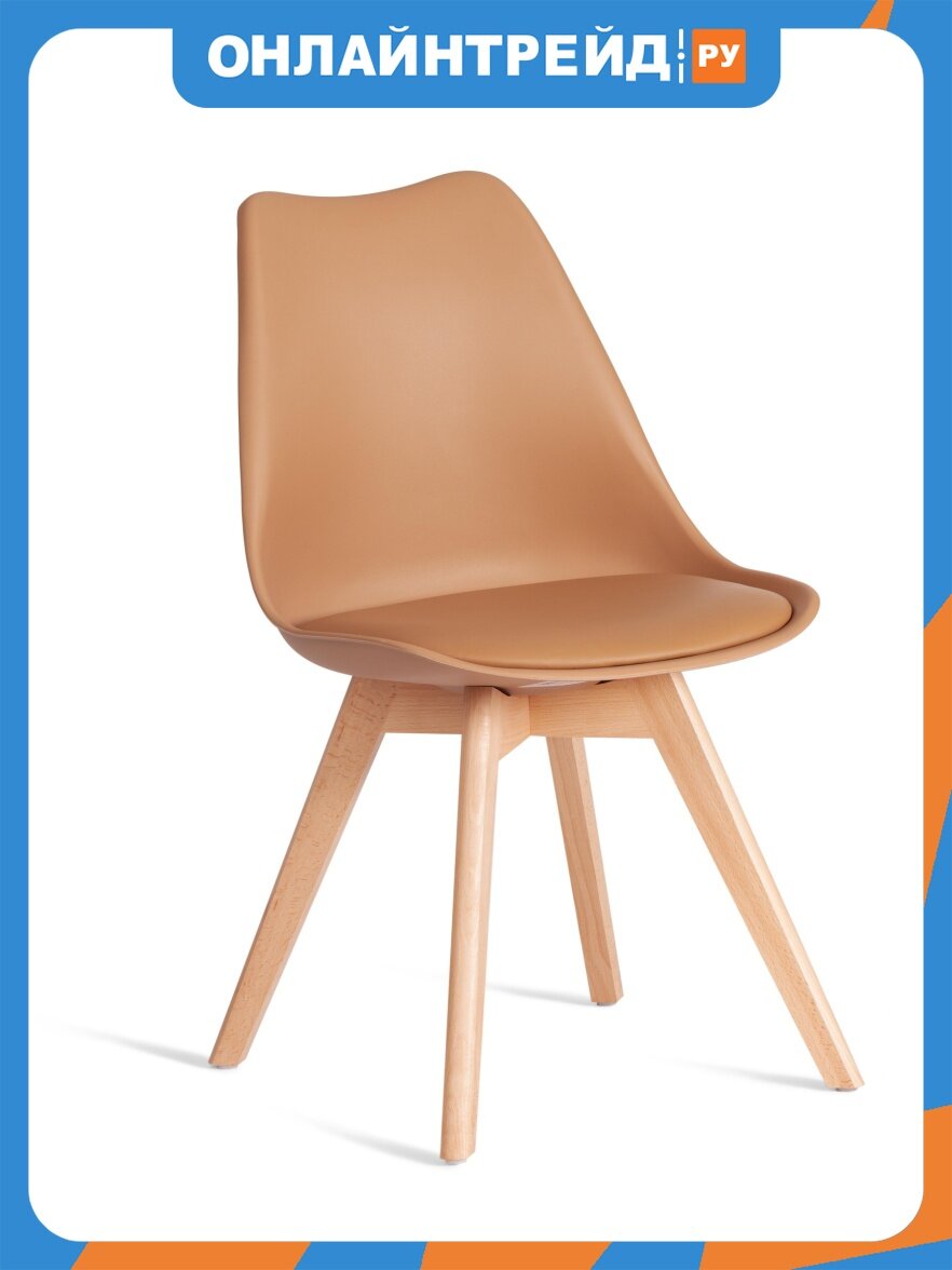 Комплект стульев Tetchair TULIP (mod. 73-1) дерево/пластик/экокожа, 47,5x55x80 см, Бежевый (Latte) (4шт/уп)