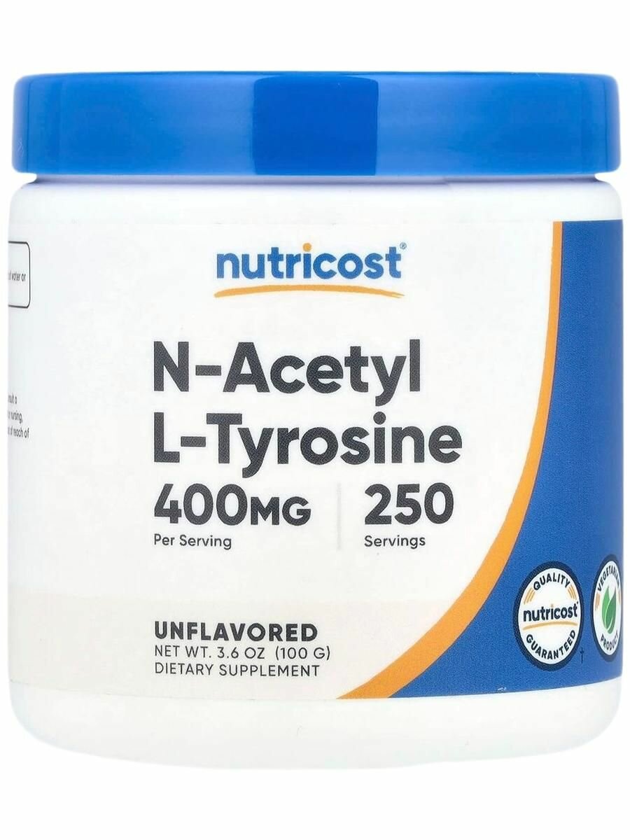 Nutricost, N-ацетил L-тирозин, без добавок, 100 г