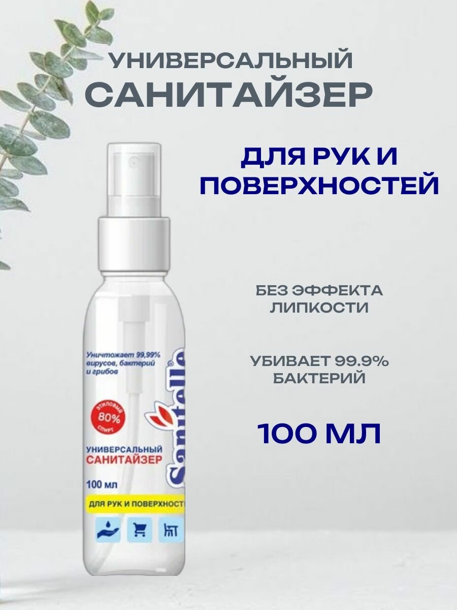 Универсальный санитайзер для рук и поверхностей с приятной отдушкой, 1x100 мл