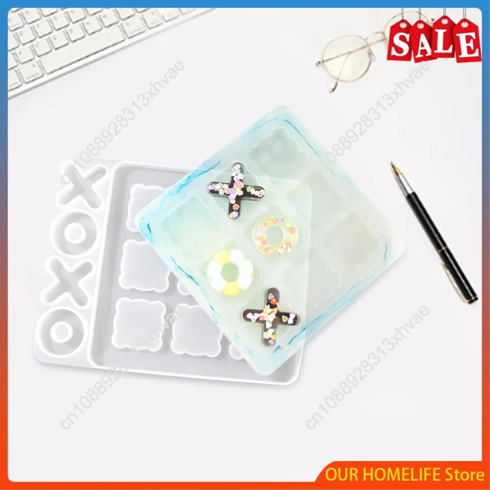 Шахматная доска Tic Tac Toe форма для эпоксидной смолы