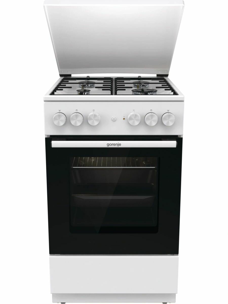 Газовая плита Gorenje GK5A22WH, электрическая духовка, металлическая крышка, сталь, белый