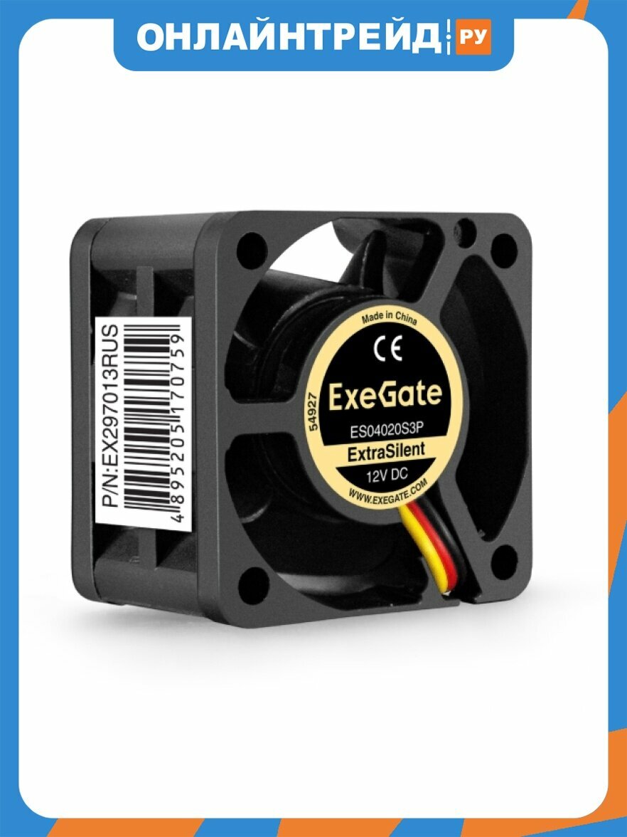 Exegate Вентилятор для корпуса ExtraSilent ES04020S3P 12В DC 40x40x20мм 3pin (EX297013RUS)