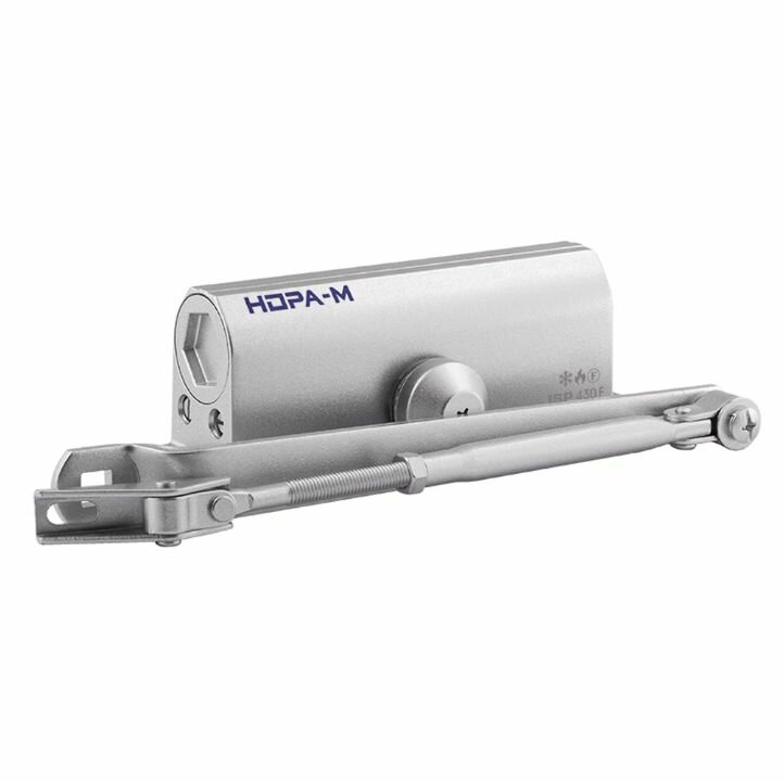 Доводчик дверной с фиксацией до 110 кг серебро ISPARUS 430F