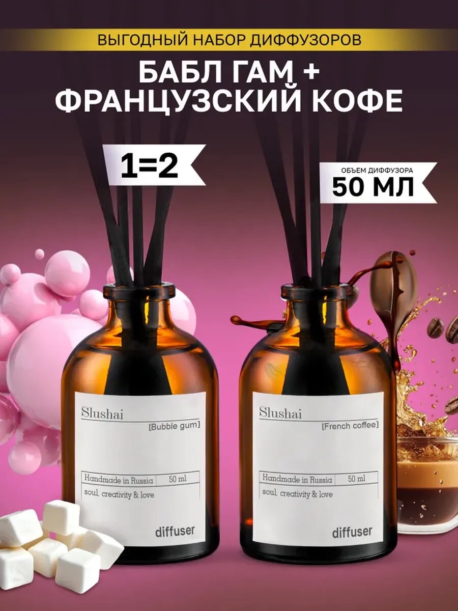 Набор ароматических диффузоров Баблгам и Французский кофе