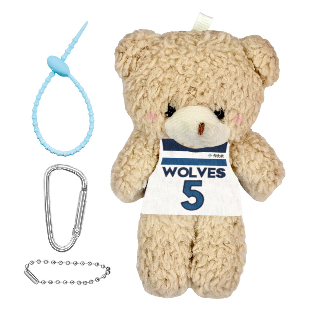 Плюшевая игрушка-брелок унисекс AIZIYUO Golden State Warriors, Size 5 White Jersey Brown Minnesota Timberwolves Bear Doll Charm Edwards