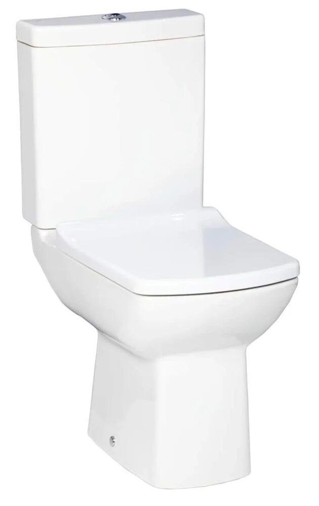 Унитаз-компакт напольный Creavit Lara LR310-11 / LR410 с микролифтом, антивсплеск, фарфоровый, белый, прямоугольный, с нижним подводом, сиденье для унитаза в комплекте