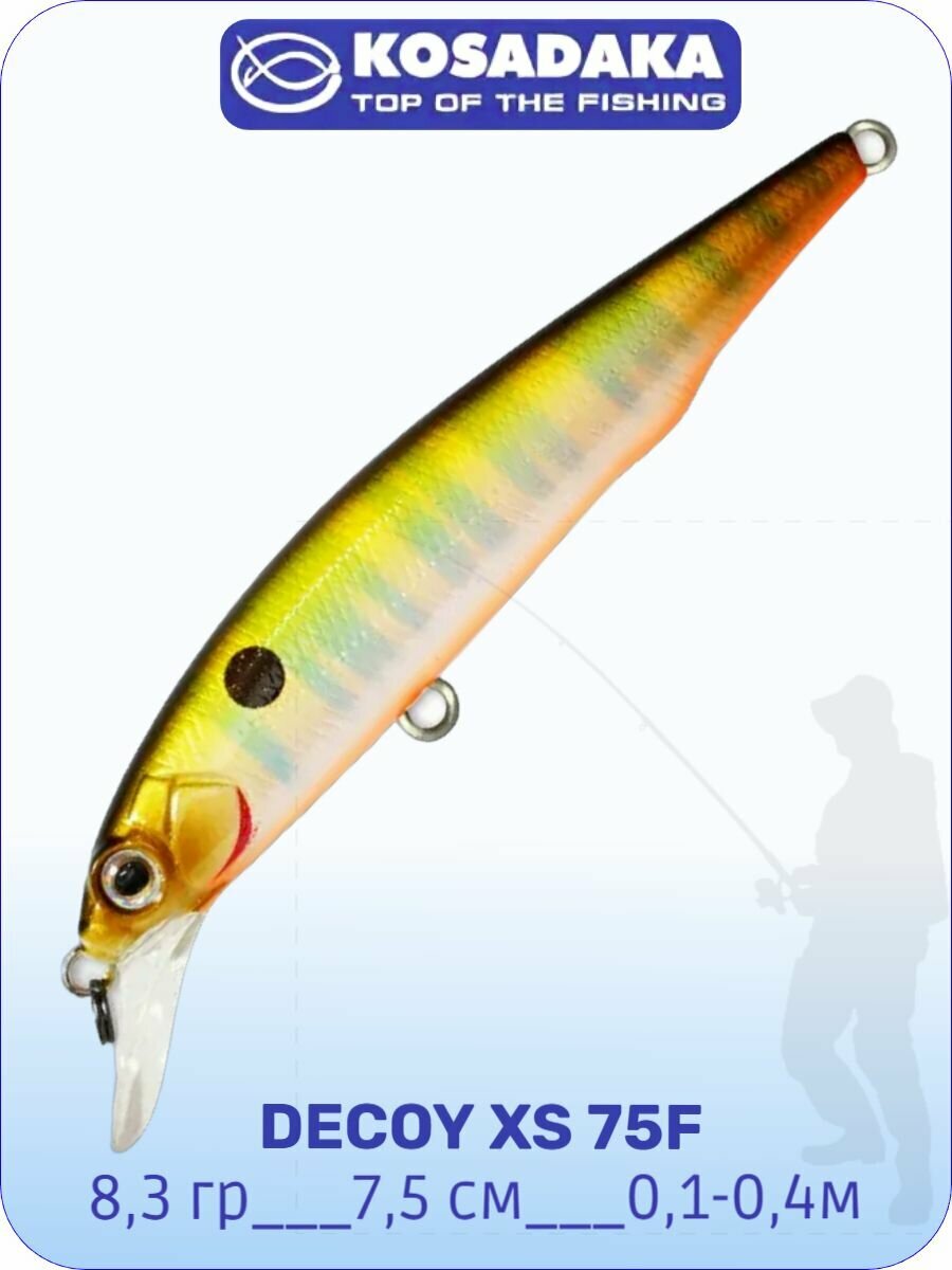 Воблер Kosadaka DECOY XS 75F плав, 75мм, 8.3г, 0.1-0.4м, цв. PNT