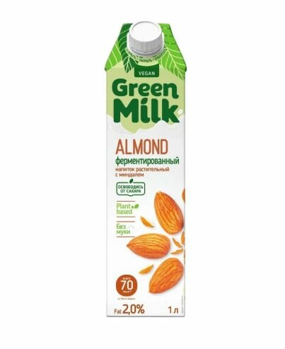 Напиток миндальный на соевой основе Green Milk Barista гфр-12Тетра Пак-(1л) 12л