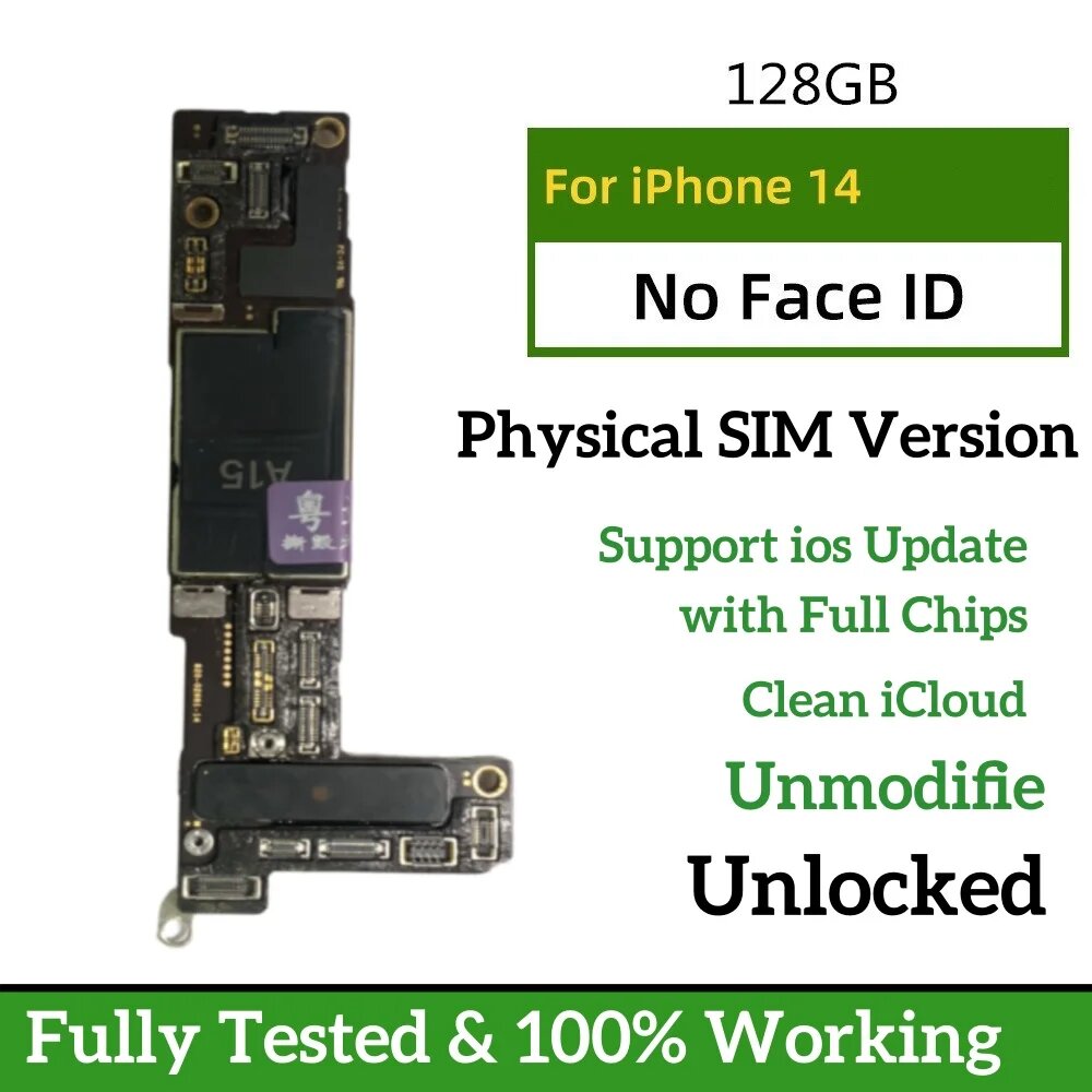 Полностью рабочая разблокированная материнская плата для iPhone 14 Pro Max 14 Plus 14 128g No Face