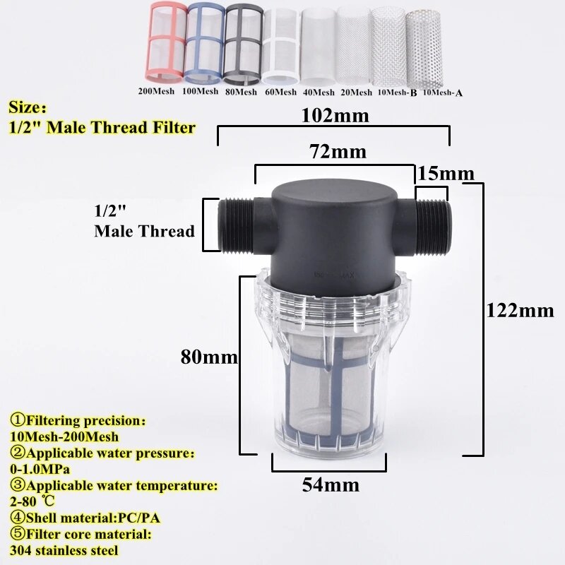 Фильтр для воды 1/2" SgooHan, 100 Mesh