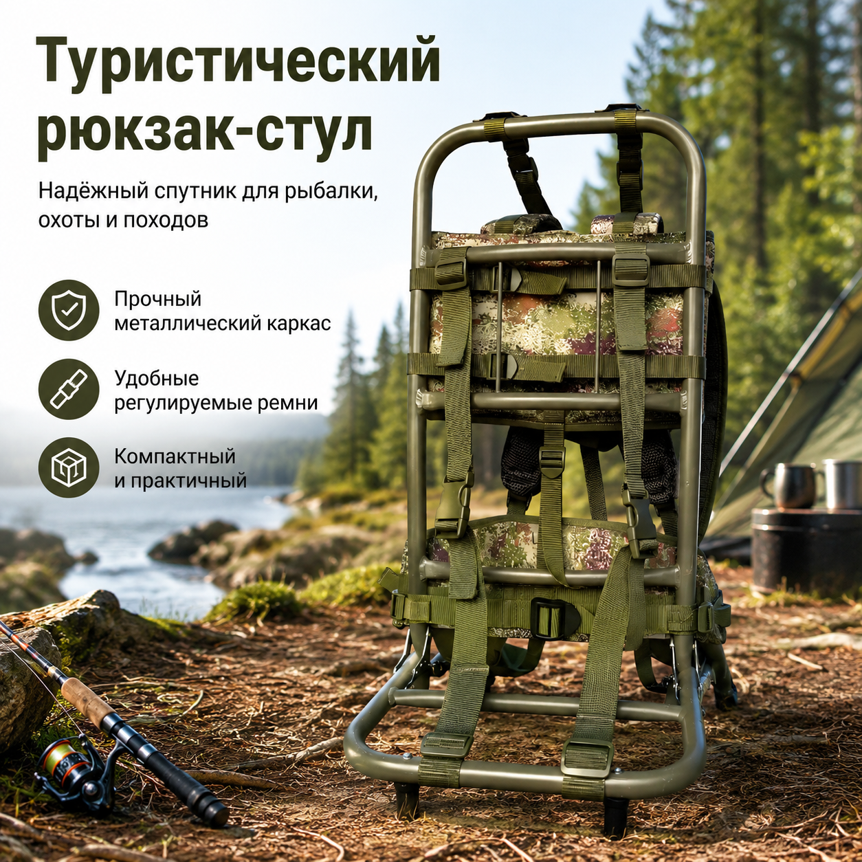 Стойка для приключенческого рюкзака, алюминиевый сплав, складная, вес 60 кг