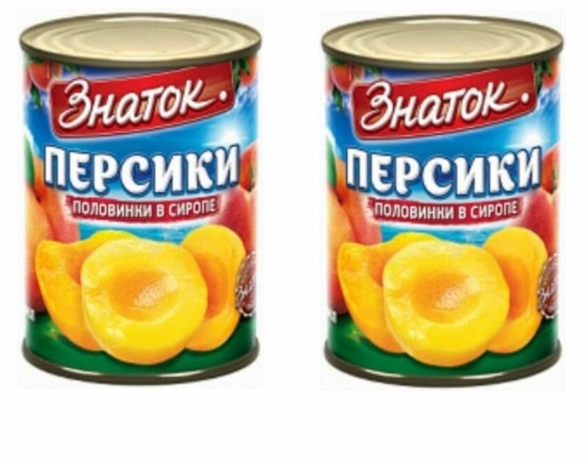 Знаток Персики половинки в сиропе, 410г , 2 шт