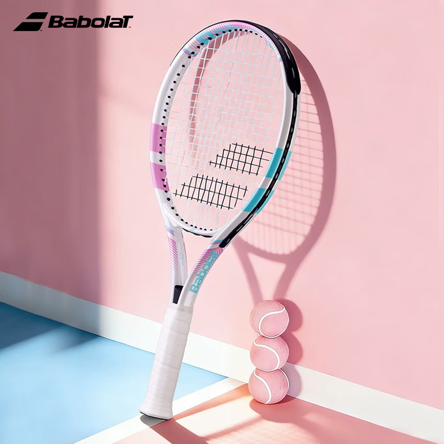 Теннисная ракетка Babolat EAGLE (Розово-белый, арт.) для начинающих, рукоятка 2мужчин