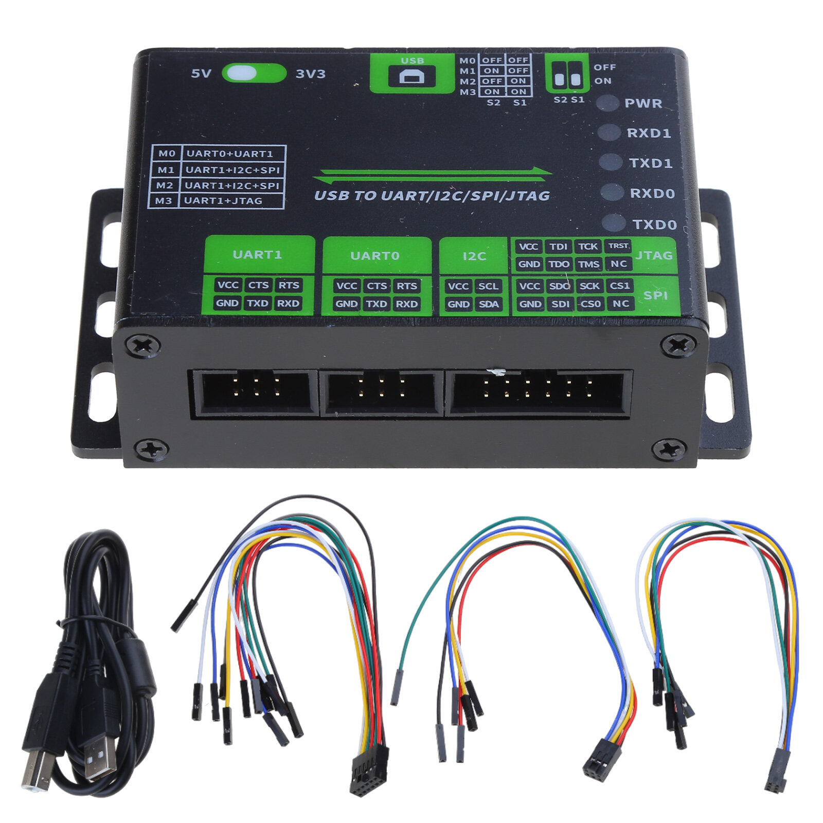 Конвертер USB в UART/I2C/SPI/JTAG с 2 каналами UART, 1