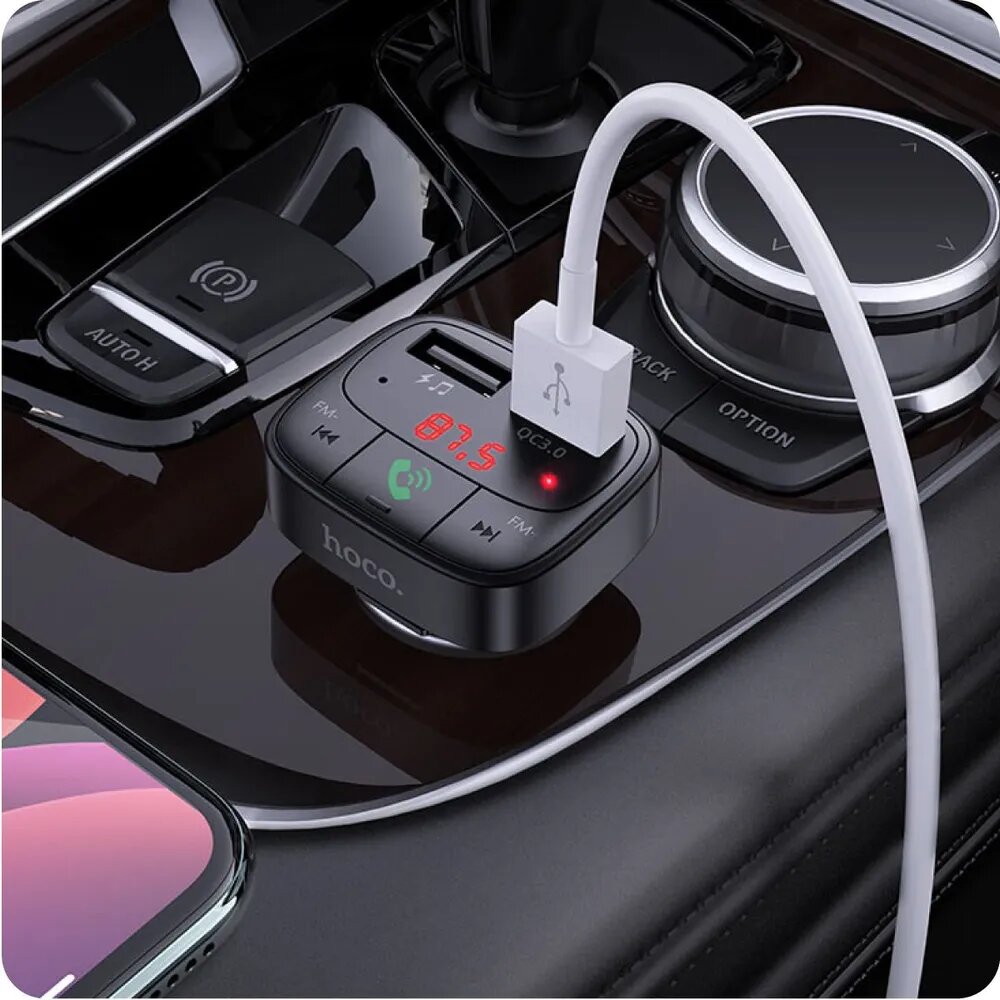 Hoco FM-трансмиттер E59, Bluetooth 5.0, USB 2.0, черный — фото 1