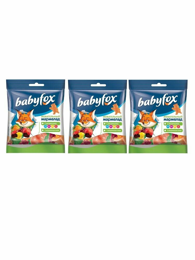 BabyFox Жевательный мармелад с соком ягод и фруктов, 30 гр, 3 уп