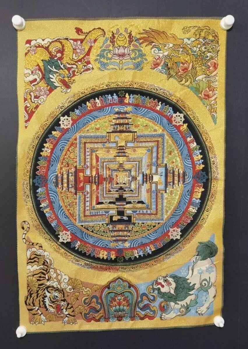 Тибетский шелковый гобелен-танка Калачакра