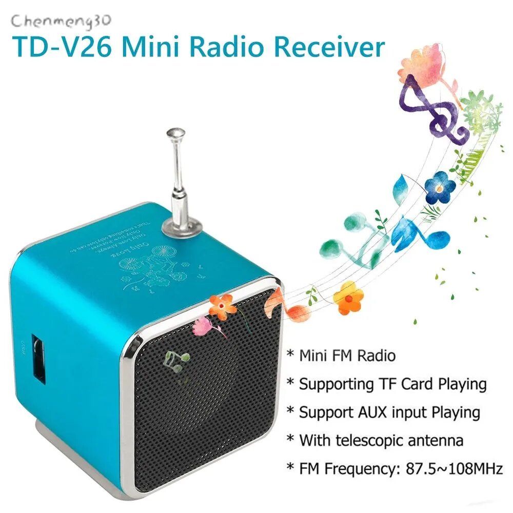 Мини колонка TD-V26 с 1-дюймовым дисплеем и FM тюнером