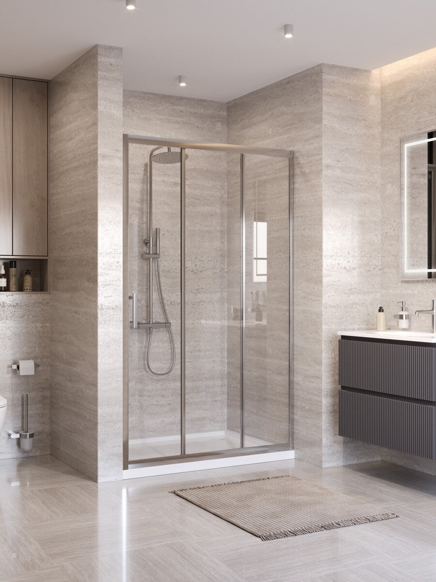 Душевая дверь в нишу BelBagno Формат (Uno) 195-BF-3-120-C-IN профиль сатин, стекло прозрачное