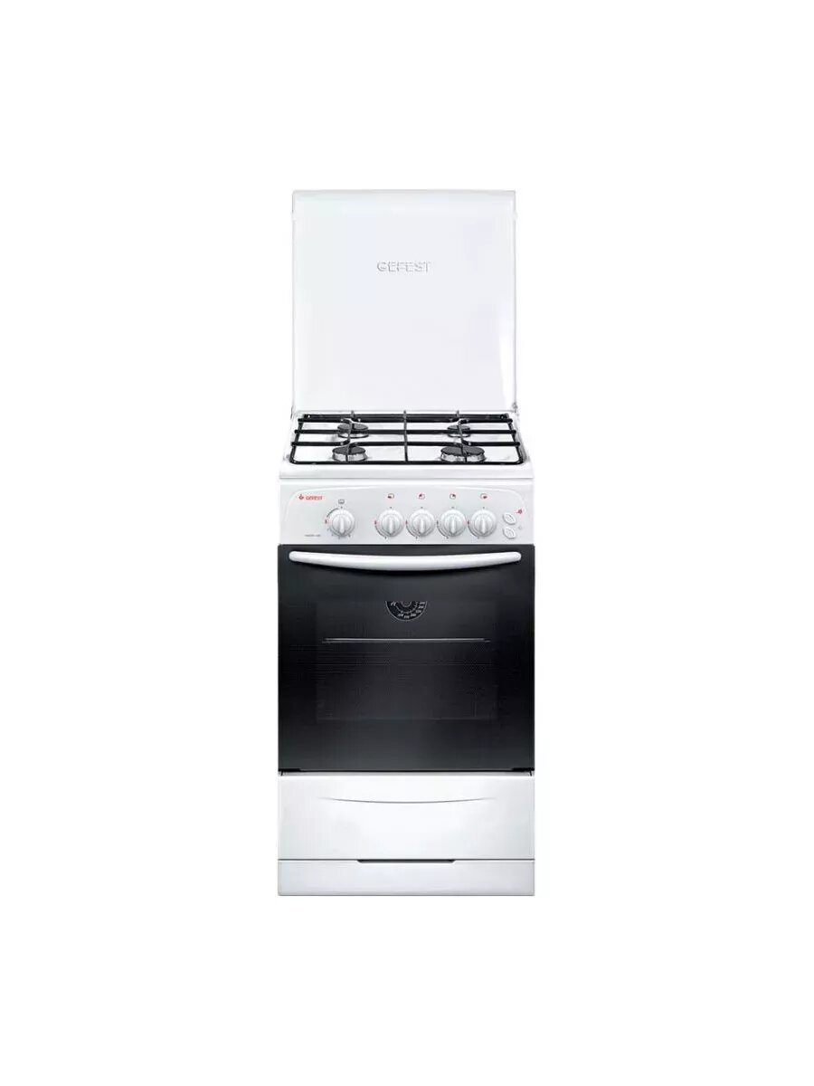 Газовая плита GEFEST 3200-06, белая, 4 конфорки, 42л, ящик для посуды