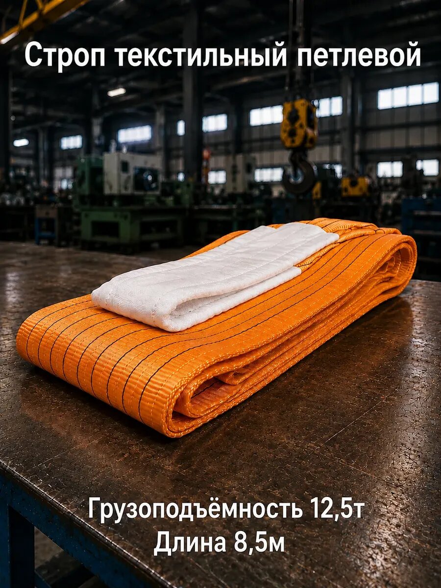 Строп текстильный петлевой КанТраст, СТП, грузоподъёмность 12,5 т, 8,5 м