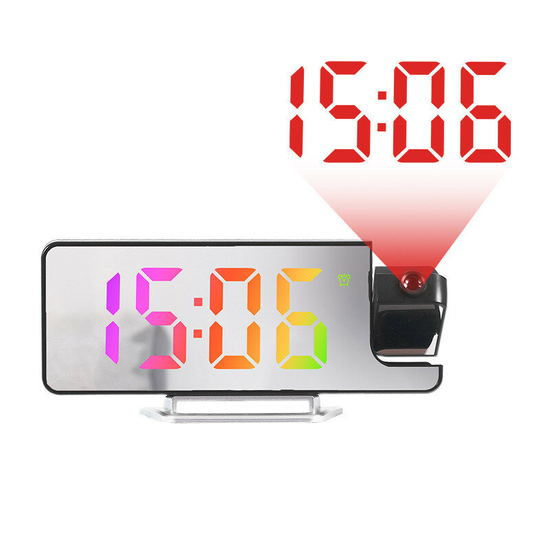 Moderna projection alarm clock with temperature readout and decorative led lighting for living space colorful
