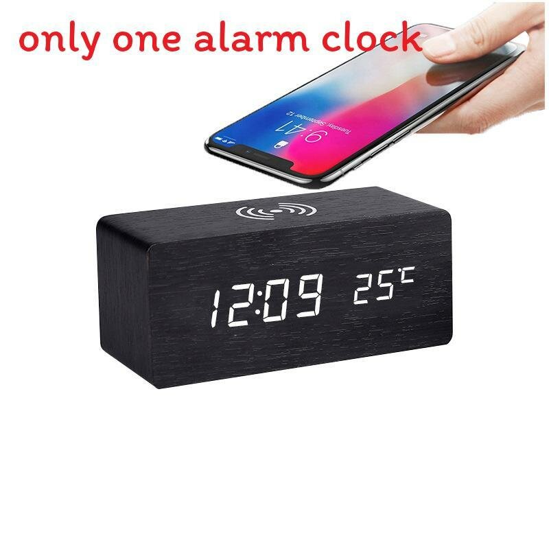 Modern pvc face led clock with digital display for room decor black