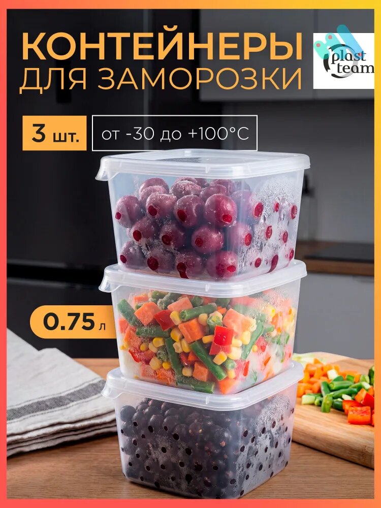 Контейнер пищевой "Plast Team", 750 мл, 3 шт
