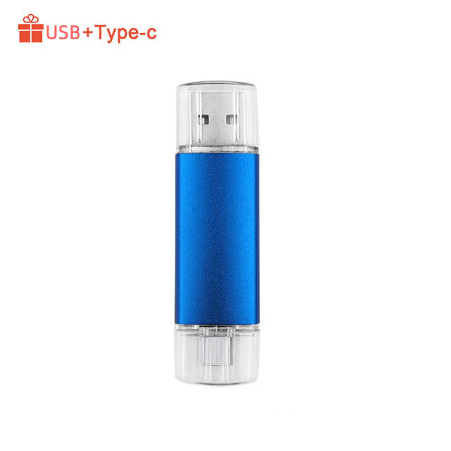 Металлическая флешка Type-C USB 3.0 с защитным колпачком, 128 ГБ, синий для iPhone