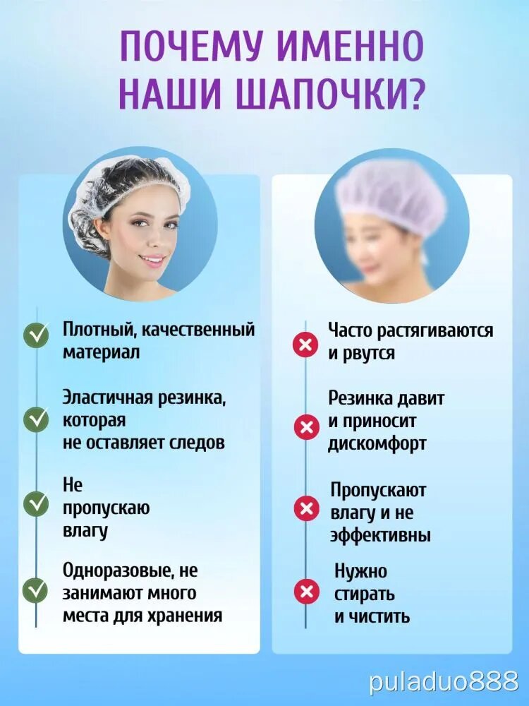 Шапочки для душа одноразовые — фото 1