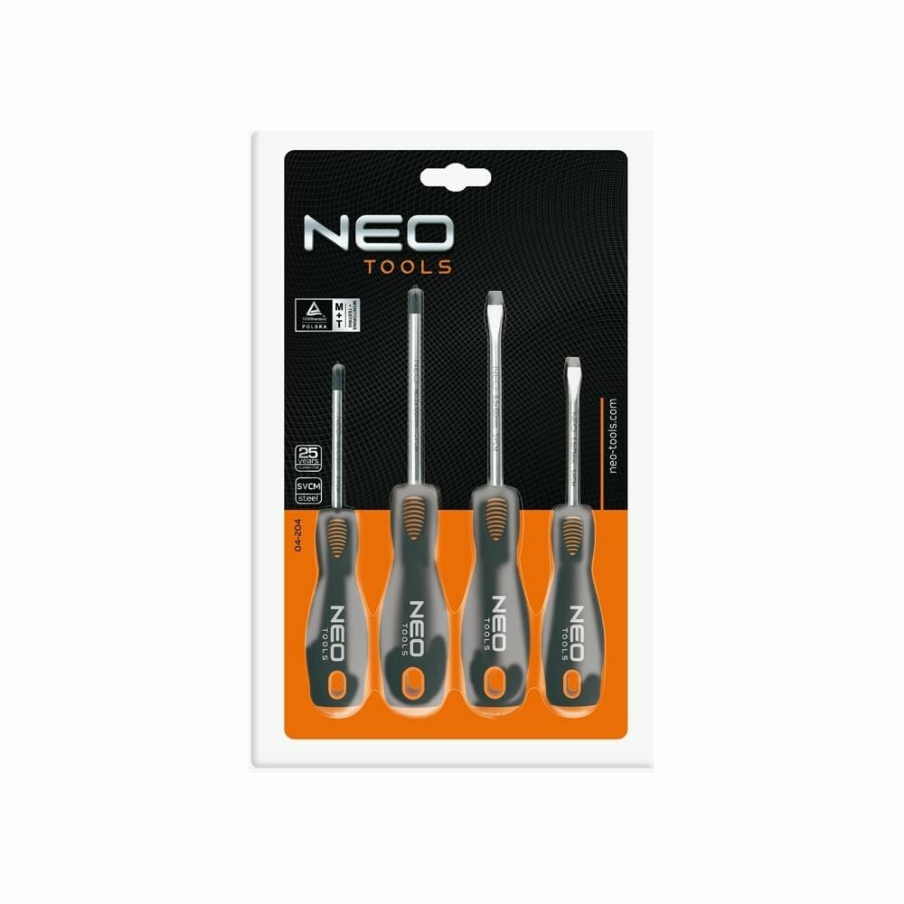 Набор отверток NEO Tools HEAVY DUTY SL/PH 4 шт двухкомп рукоятка 04-204 — фото 1