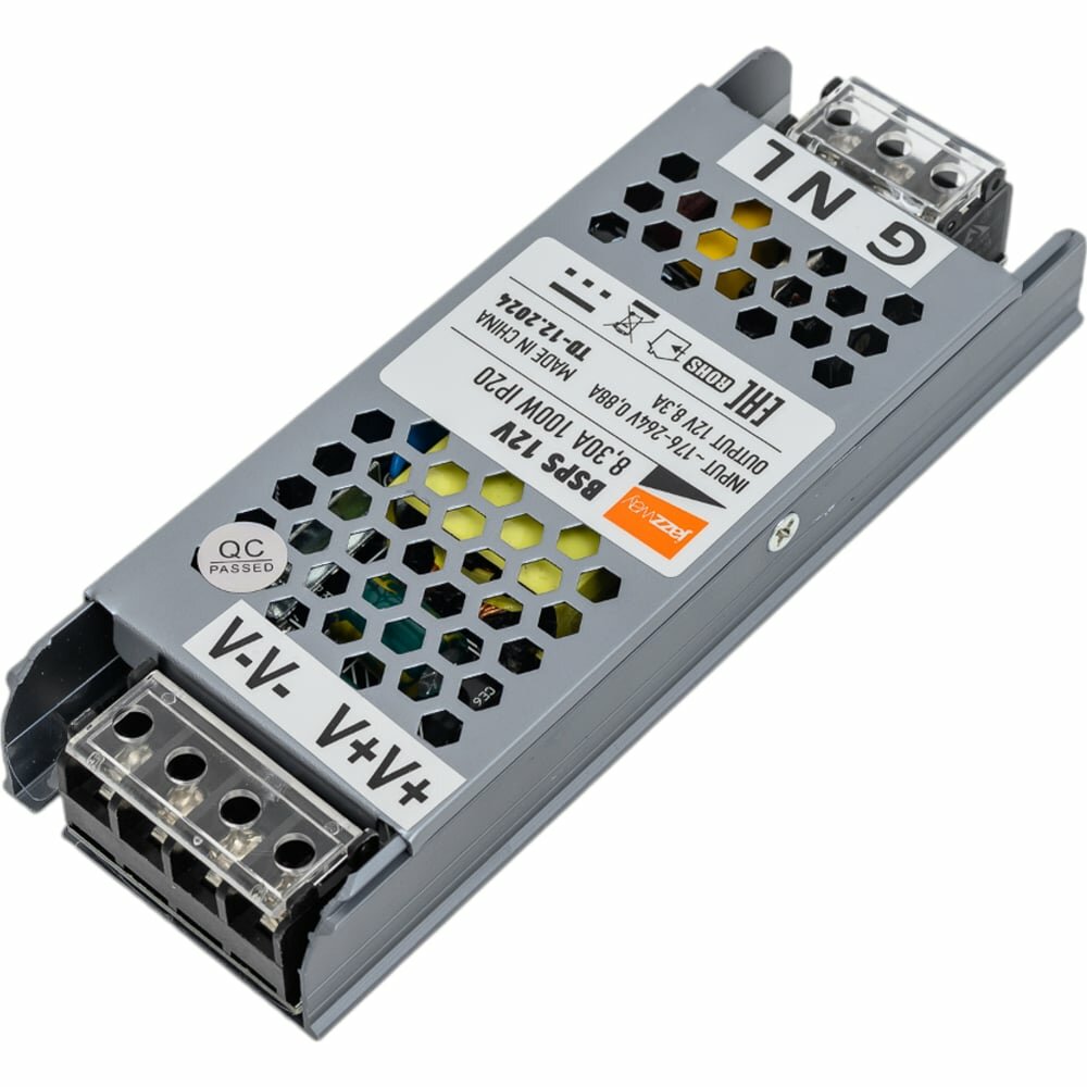 Блок питания для светодиодной ленты Jazzway 100Вт 8.3А 12В IP20 BSPS 5024342 — фото 1