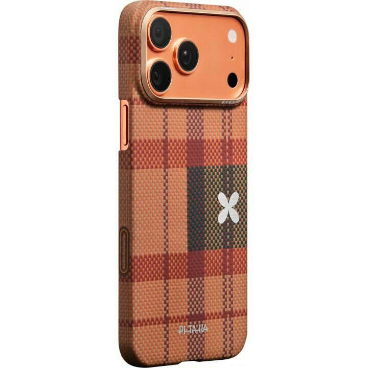 Чехол Pitaka Ultra-Slim Case (Flora in Grid) для iPhone 17 Pro, (Cloud Dusk) Оранжевый FG1702P