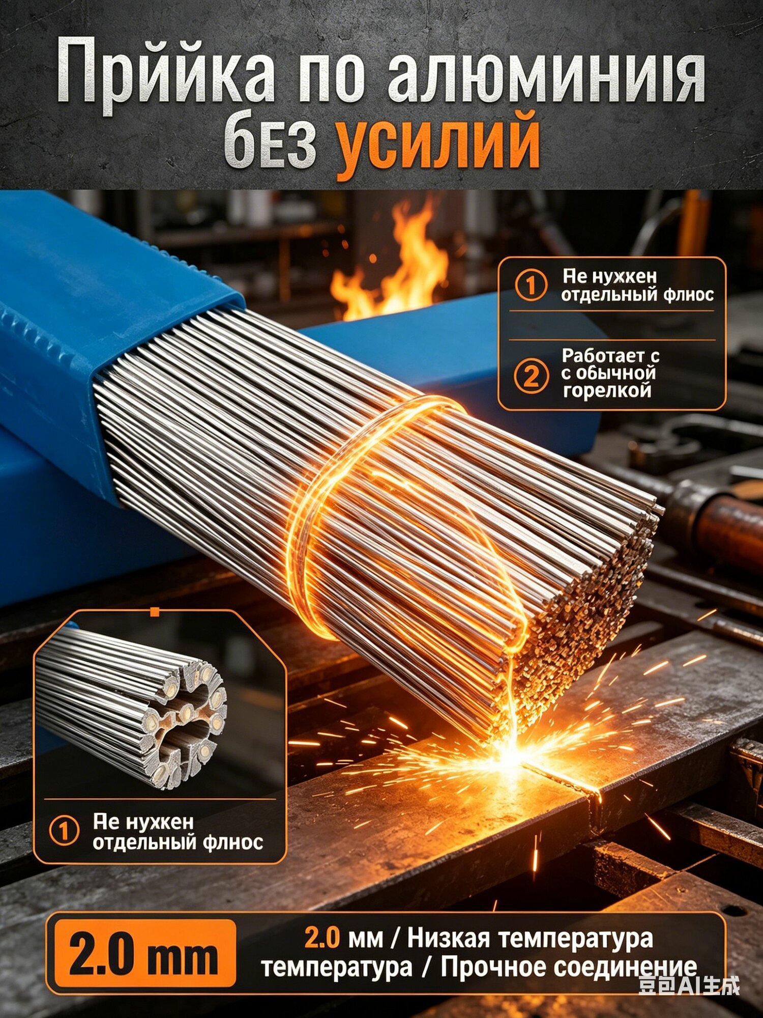 Припой по алюминию с флюсом внутри, 2.0мм-низкотемпературный универсальный для пайки алюминия меди и стали, надежные стержни для ремонта радиаторов и трубок кондиционера припой для алюминия низкотемпературный припой ремонт радиаторов пайка