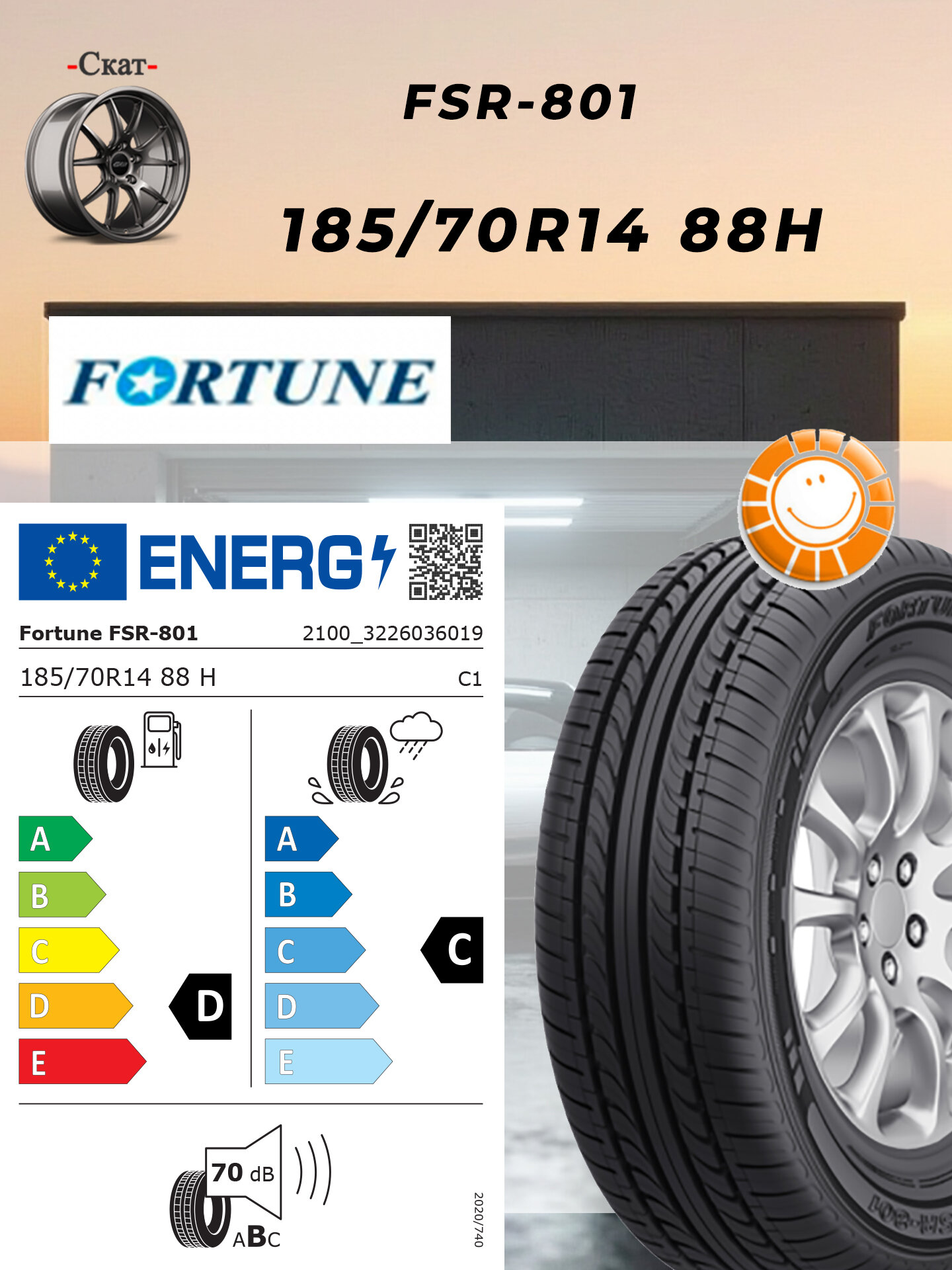 Автомобильные шины Fortune 185/70R14 88H FSR-801 TL сезонность лето