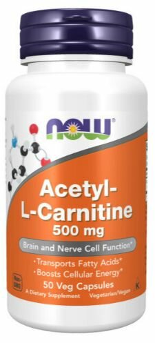 Л-Карнитин ацетил NOW Acetyl L-Carnitine 500 mg 50 вег капсул, омолоди свой мозг acetyl l-carnitine, товар, товар