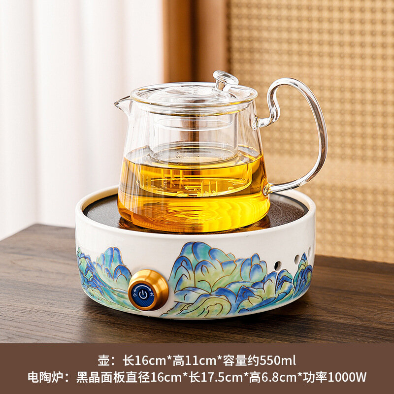 Электрическая керамическая плитка Qianli Jiangshan с чайником Qixiang, комплект из жаропрочного стеклянного чайника для