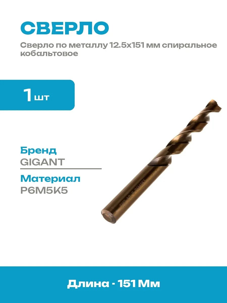 Сверло по металлу 12.5 мм кобальт для нержавейки DIN 338